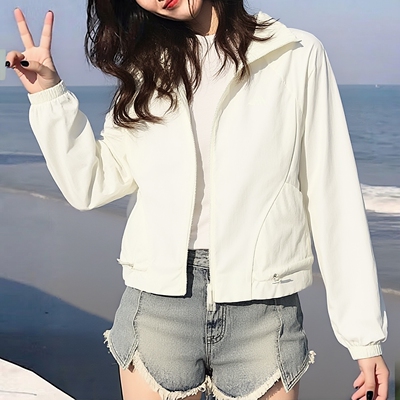 adidas阿迪达斯女子运动休闲外套26秋季白色梭织连帽夹克KH2713