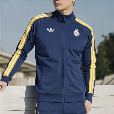 阿迪达斯男装足球外套26夏季新款休闲文化运动服针织夹克KE3846