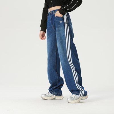 阿迪达斯三叶草牛仔裤女裤休闲长裤26春季新款宽松运动裤KW2094