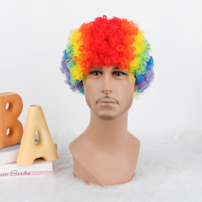 球迷假发彩色动漫cos头套 Rainbow color hair Clown cosplay wig