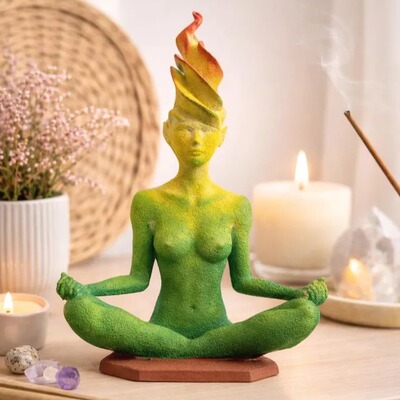 跨境新品Meditating Nature Goddess Sculpture瑜伽冥想自然女神