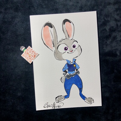 朱迪  judy 拜恩霍华德  Byron Howard 疯狂动物城 亲绘并签名