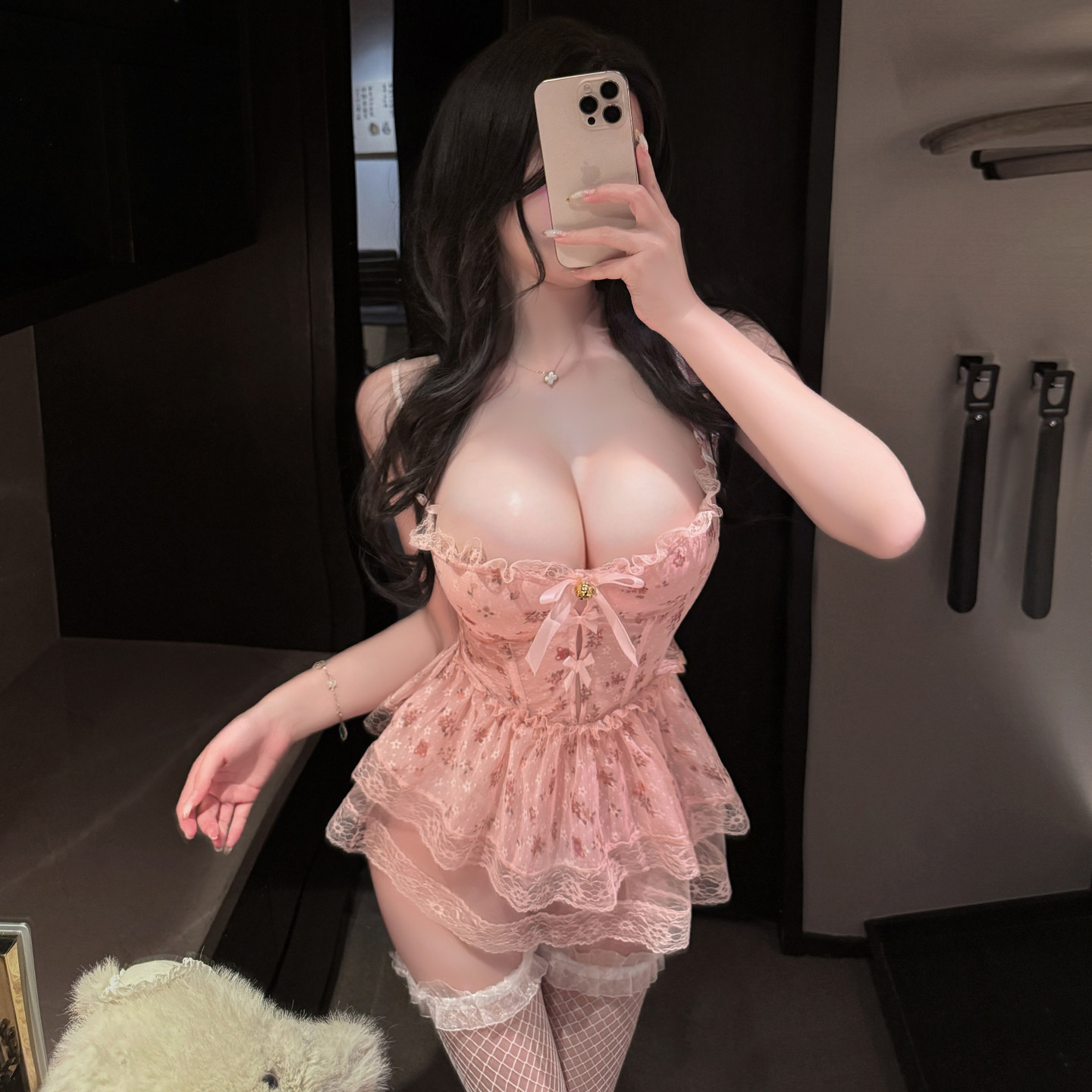 碎花蕾丝睡衣女款2026新款性感纯欲套装可爱蓬蓬裙吊带睡裙带胸垫