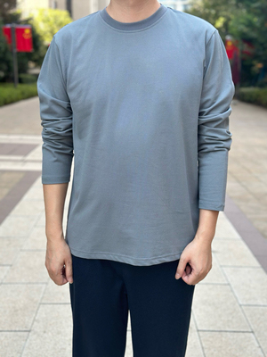 岛礁上衣新款长袖圆领衫春秋冰瓷棉短袖T恤宽松休闲男运动透气