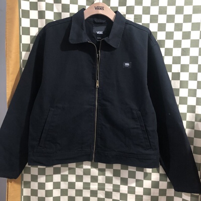 vans 春秋黑色刺绣字母百搭舒适男女同款休闲翻领外套vn00075cblk