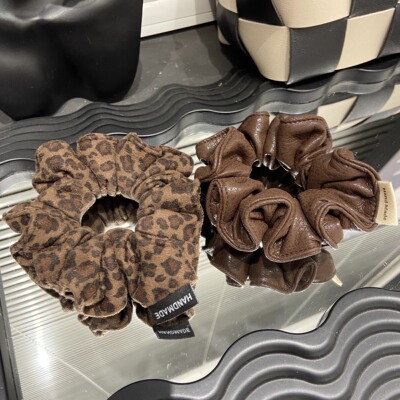 E5102 韩系博主豹纹布艺大肠发圈女高级感扎头发圈头绳发饰丸子头