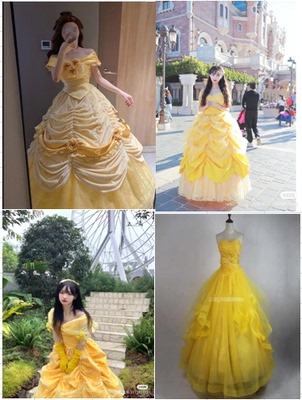 迪士尼公主裙sc乐园版贝儿公主