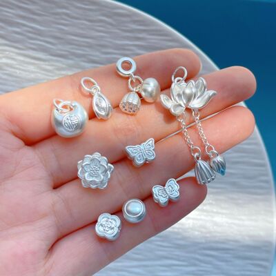 纯银莲花两世欢莲蓬柿子胖福吊坠