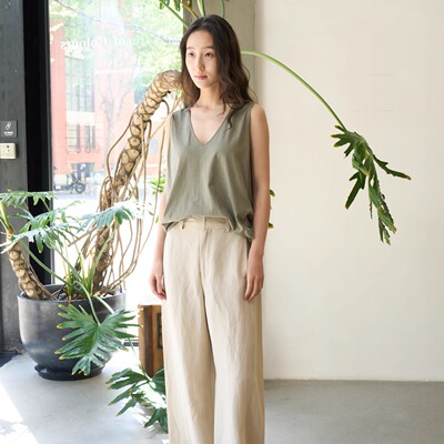 Cha 官方 | io adesso futura 意大利亚麻混纺松驰感中腰长裤