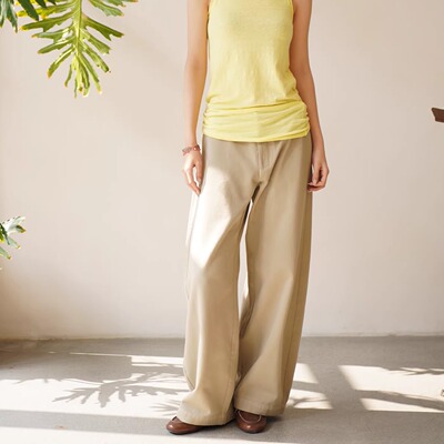 Cha官方 | LABO.ART 26春夏 BUM MASSAUA 棉质弧型纯色休闲直筒裤