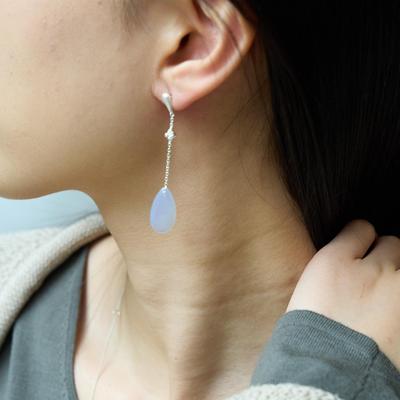 Cha 官方 | Soft Mountains软山 小印花垂坠感耳钉蓝玉链