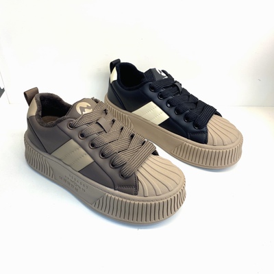 新款2023年冬季加绒厚底休闲贝壳百搭平底小白鞋学生美拉德232120