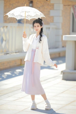 原创设计秋意浓汉服女中国风改良汉元素外套里衣旋群套装