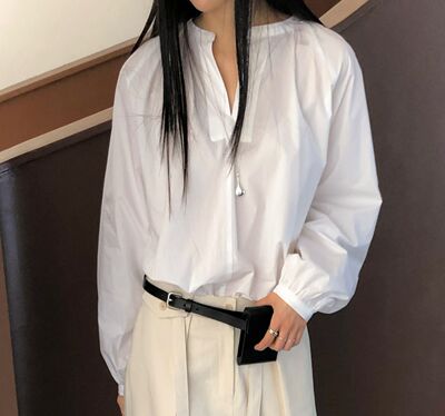 打折款 韩国东大门2026新your 立领纯色气质甜美长袖衬衫