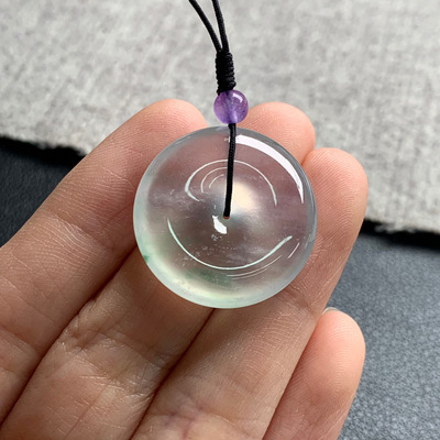 天然A货缅甸翡翠 平安扣 尺寸 : 23.9-5.4