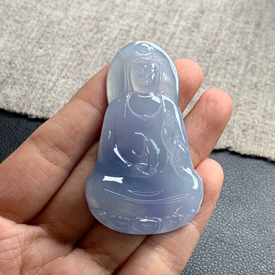 天然A货缅甸翡翠 紫罗兰观音 尺寸 : 56.7-33.4-5.3