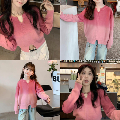 网红同款毛衣母女装渐变