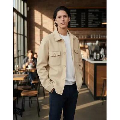 A 60539 Men Workwear Jacket Regular Fit Pockets常规版型夹克