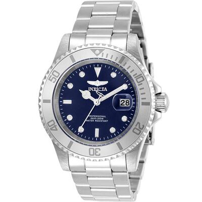 代购Invicta男士腕表夜光日期计时测速钢带防水金属蓝盘商务运动