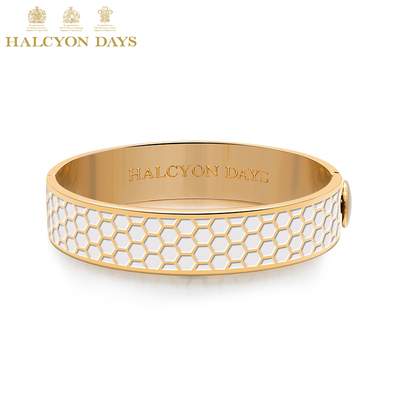 Halcyon Days六边形纹理珐琅手镯奢华大牌首饰潮流简约气质手环女