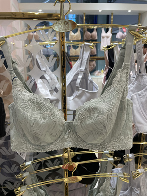 华歌尔蓝标女内衣 WB8573 薄款蕾丝包容稳定大胸显小大码文胸569