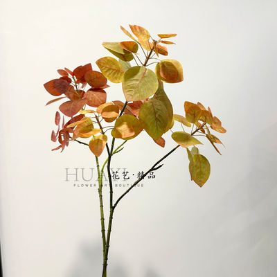 仿真秋色酢浆草玉兰叶乌桕叶沙巴叶红色橘色绿色假树枝园林景观