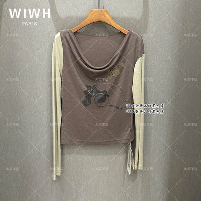 WIWH | 女装 正品实拍 26秋装 撞色荡领长袖T恤WHHC2F698