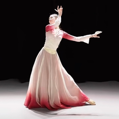 我爱你中国舞蹈服720度绑带大摆裙套装纱衣万疆如愿演出服飘逸仙