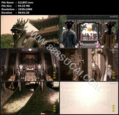 石狮清朝宫殿慈禧太后下驾太监搀扶九龙宝座六十大寿高清实拍视频