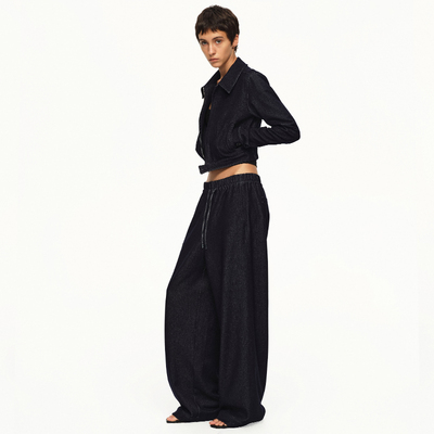 牛仔色抽绳宽松休闲裤