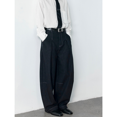 GRAINMUSTARD 「Color-Blocked Jeans」酵洗撞色复古明线牛仔裤