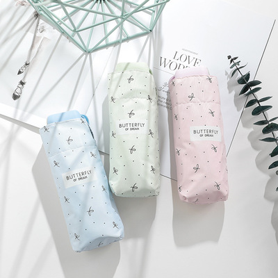 超轻220克蝴蝶结黑胶五折迷你伞