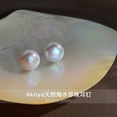 奥莱fever同款珍珠耳钉澳白999银