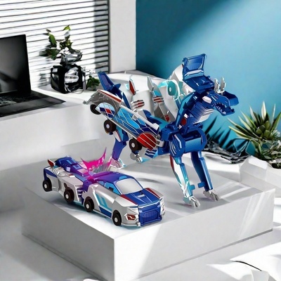 抖音同款变形机器人魔幻独角兽天翼飞马磁吸爆裂飞车碰撞合体玩具