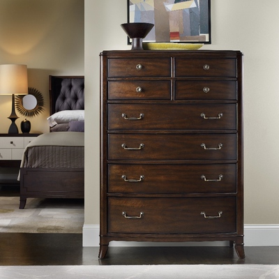 原装进口正版现货Hooker都会风格深褐色八屉斗柜边柜收纳柜