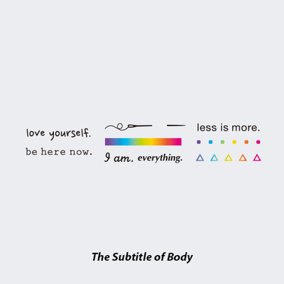 NEUF弗防水纹身贴《身体弹幕》彩色几何符号与字母渐变设计圆点