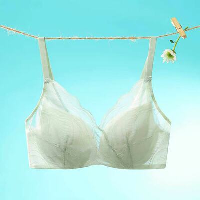 黛正品内衣女上薄下厚性感深V聚拢软钢圈蕾丝文胸16R8937