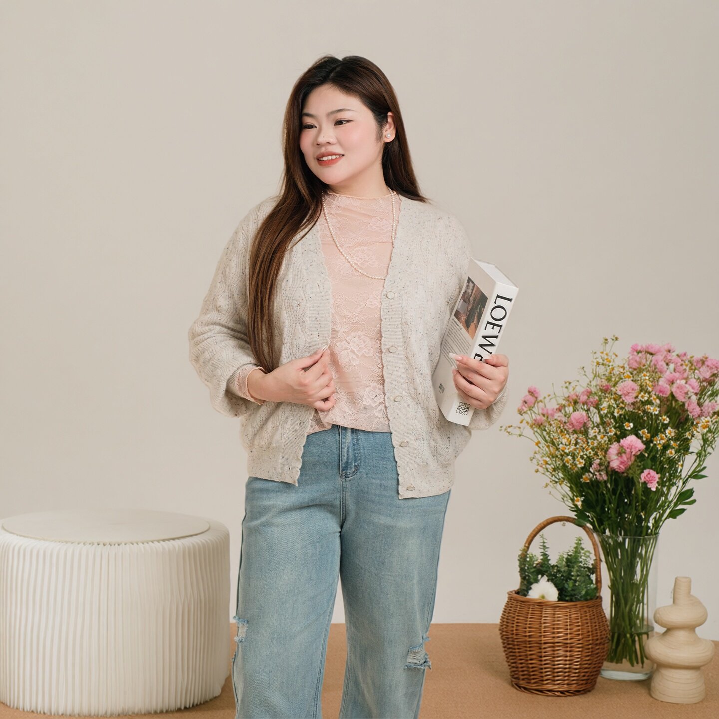 【100羊绒】美丽客栈高级感重磅羊绒衫大码女装秋冬百搭毛衣开衫