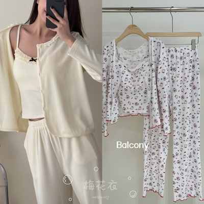 Balcony女弹力棉韩国睡衣套装