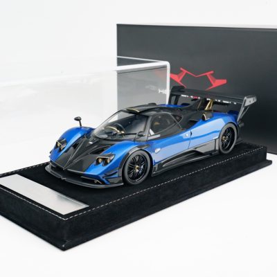 HH Model 1:18 帕加尼 宗塔 蓝黑双碳 Zonda 树脂车模型 收藏摆件