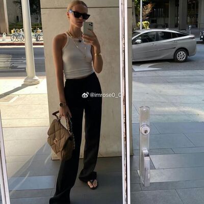 自然腰ROW空气裤长裤宽松阔腿裤