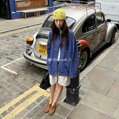 ROW法工蓝紫色廓形棉质夹克外套