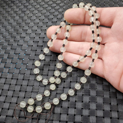 玉石挂件冰种石英岩玉圆珠挂件绳6毫米圆珠吊坠绳珠链绳项链坠绳