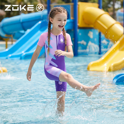 洲克女童连体泳衣upf50+防晒面料