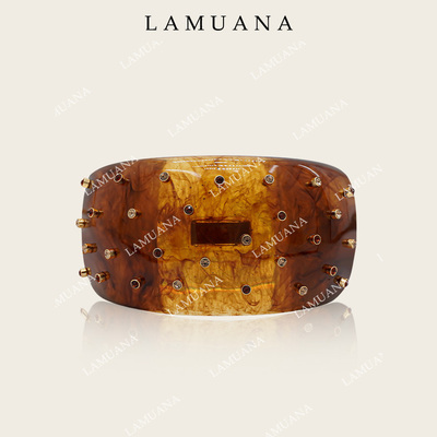 LAMUANA咖色满钻复古晕染手镯小众设计高级感手环复古手链71240
