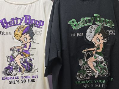外贸日本原单潮牌联名贝蒂bettyboop重工刺绣宽松大版短袖t恤