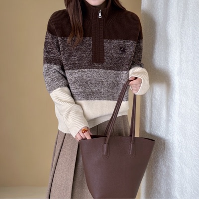 毛针织衫针织衫保暖发热通勤半高领七分袖针织复古GD88063
