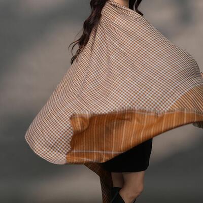 那家楠克什米尔Pashmina复古格纹双面面料手工披肩围巾