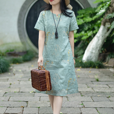 清新质感国风苎麻设计感连衣裙