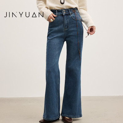 金苑韩系微喇牛仔裤女2025秋冬季新款高腰喇叭马蹄裤C255120